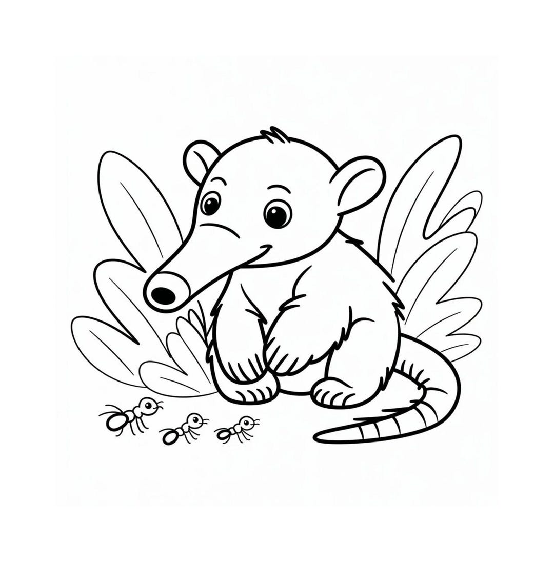 Cute Coati Baby Coloring Page – Children's Coloring Page, Zoo Animal ...