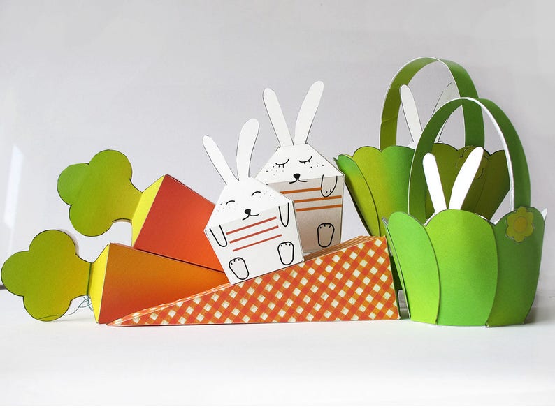 Printable Bunny 3D Papercraft- Cute Rabbit Garden Paper Craft Kit- DIY ...