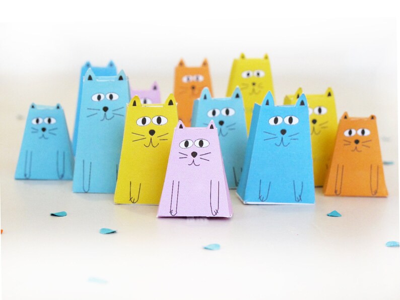 Buy Printable CATS and Kitten 3D Papercraft-kawaii Kitty Family Paper ...