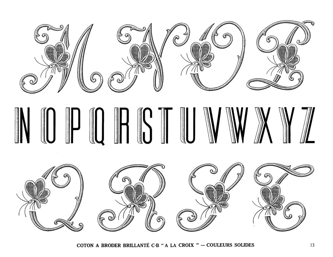 Printable HAND EMBROIDERY ALPHABET Pattern Book Antique - Etsy