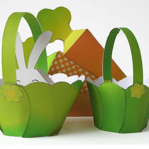 DIY Printable BUNNY PARTY Rabbit Garden Basket Carrots Treats Boxes ...