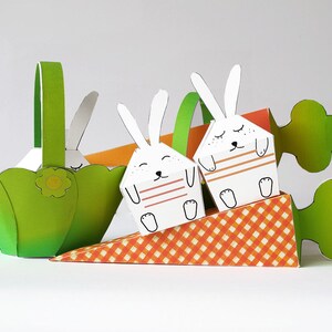 DIY Printable BUNNY PARTY Rabbit Garden Basket Carrots Treats Boxes ...