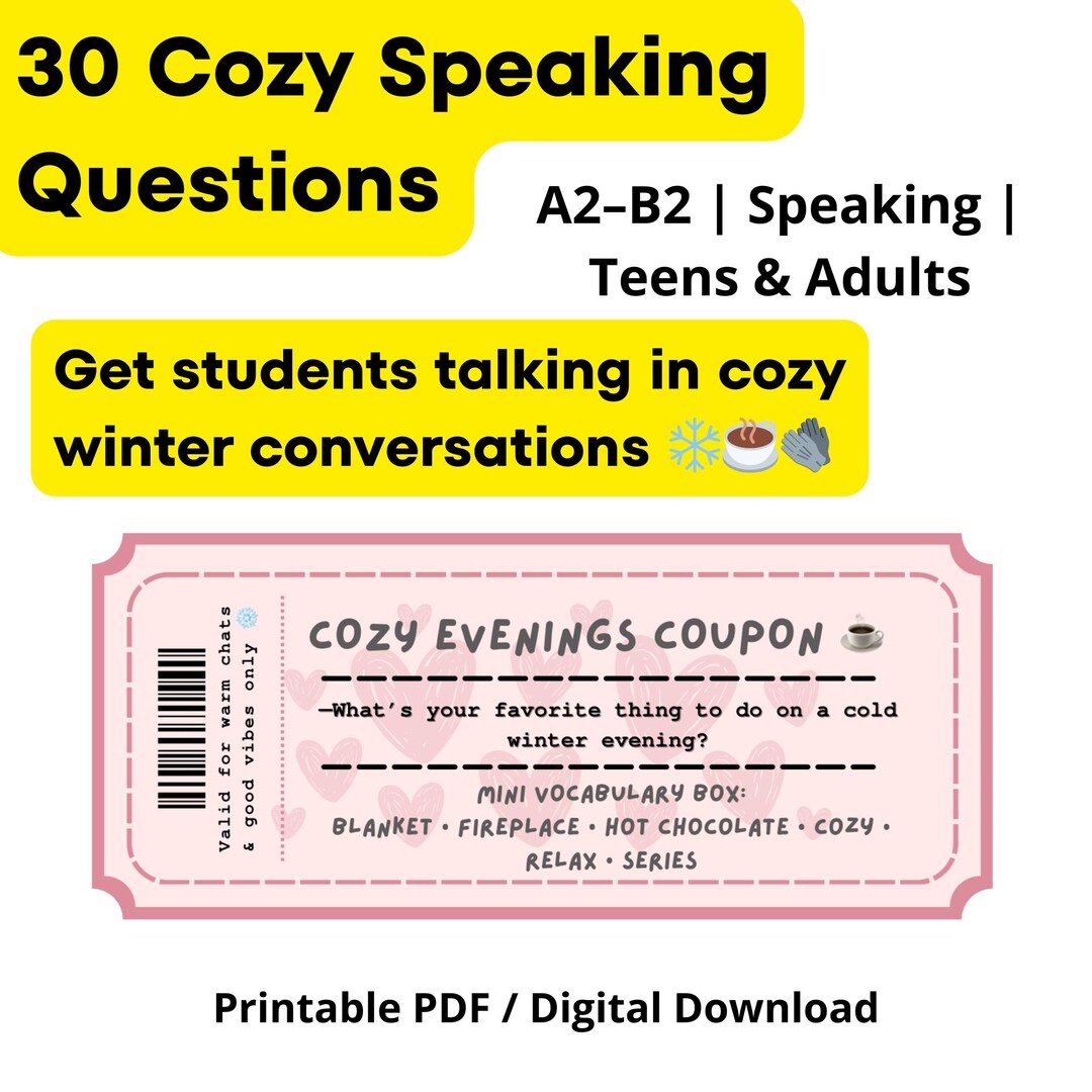 30 Winter Conversation Cards –A2–B2 ESL Speaking Game - Etsy