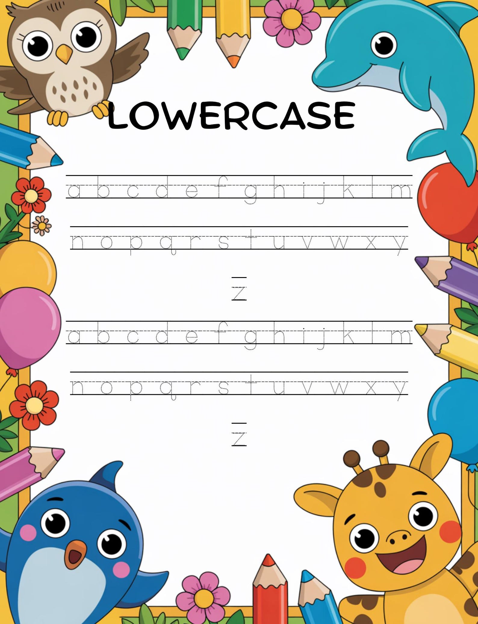 A-Z Animal Alphabet Tracing & Coloring Book for Kids (PDF) | Toddler ...