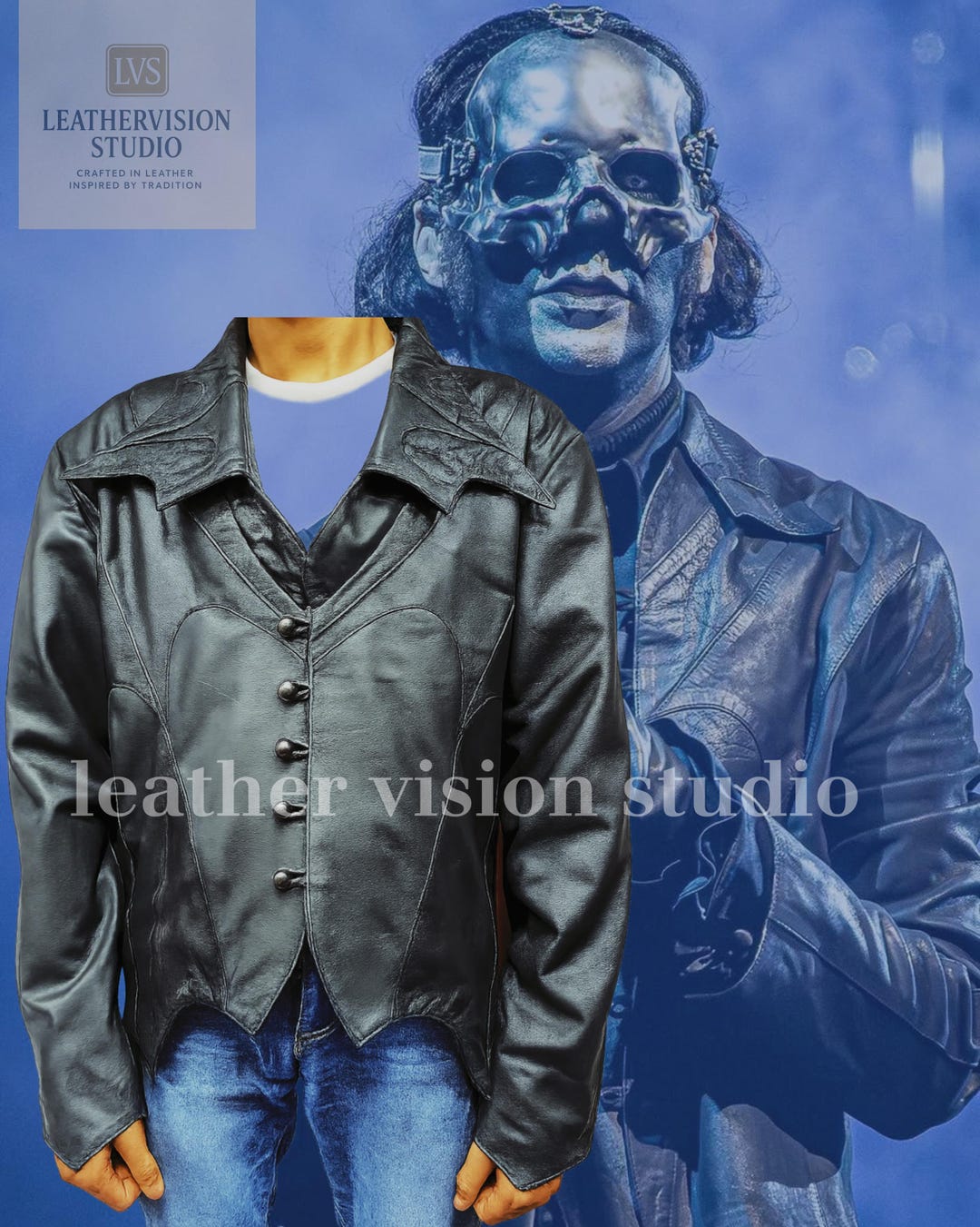 Papa V Ghost Band Leather Jacket: Gothic Cosplay Costume - Etsy
