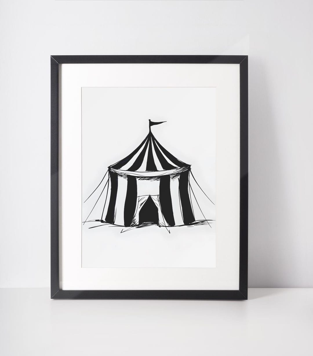Minimalist Circus Tent Print: Black & White Carnival Art (digital ...