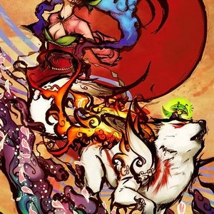 Okami - Illustration Wall Scroll - Etsy