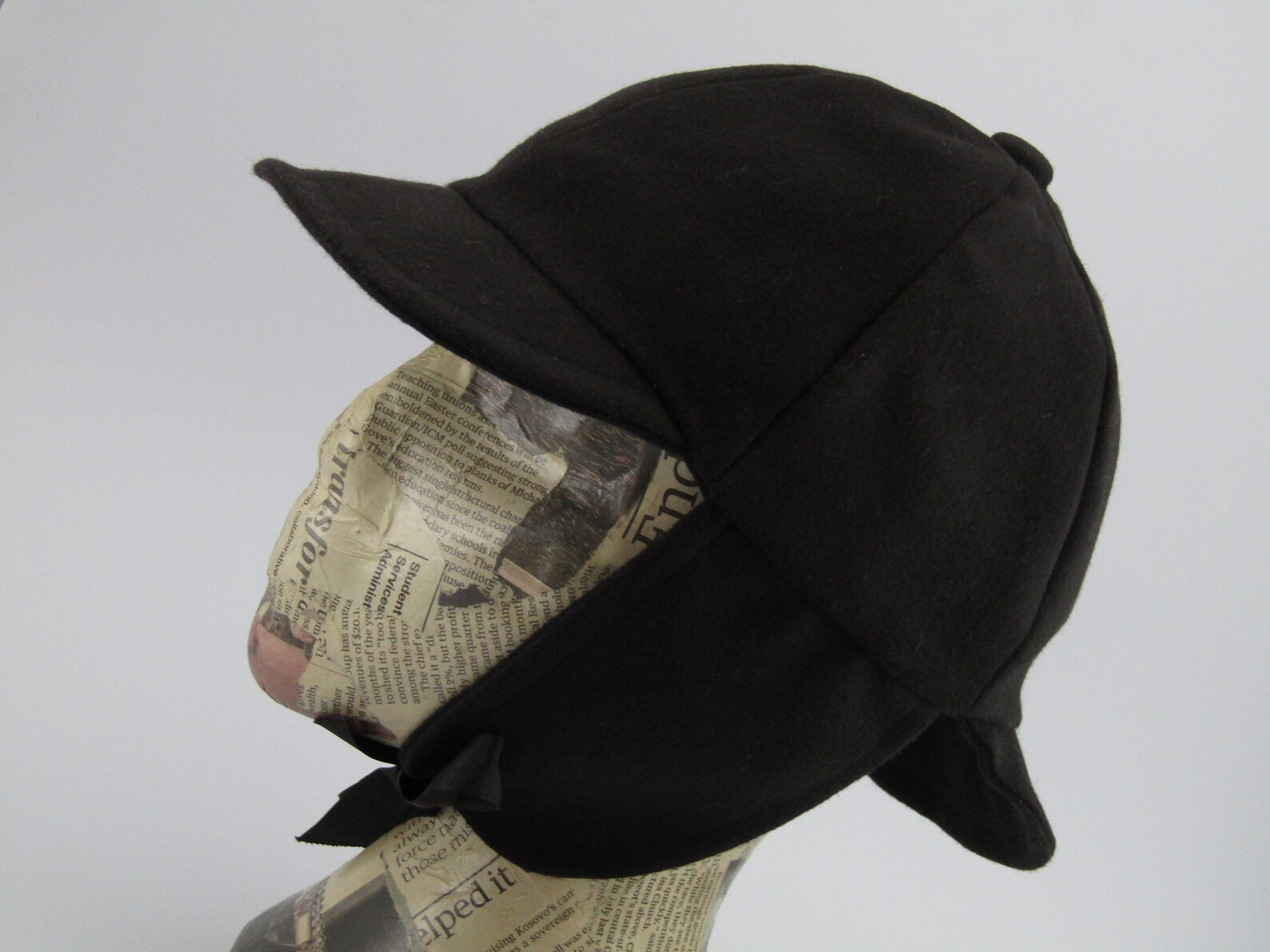 Deer Stalker Hat in Black Wool Blend. DS001 - Etsy UK