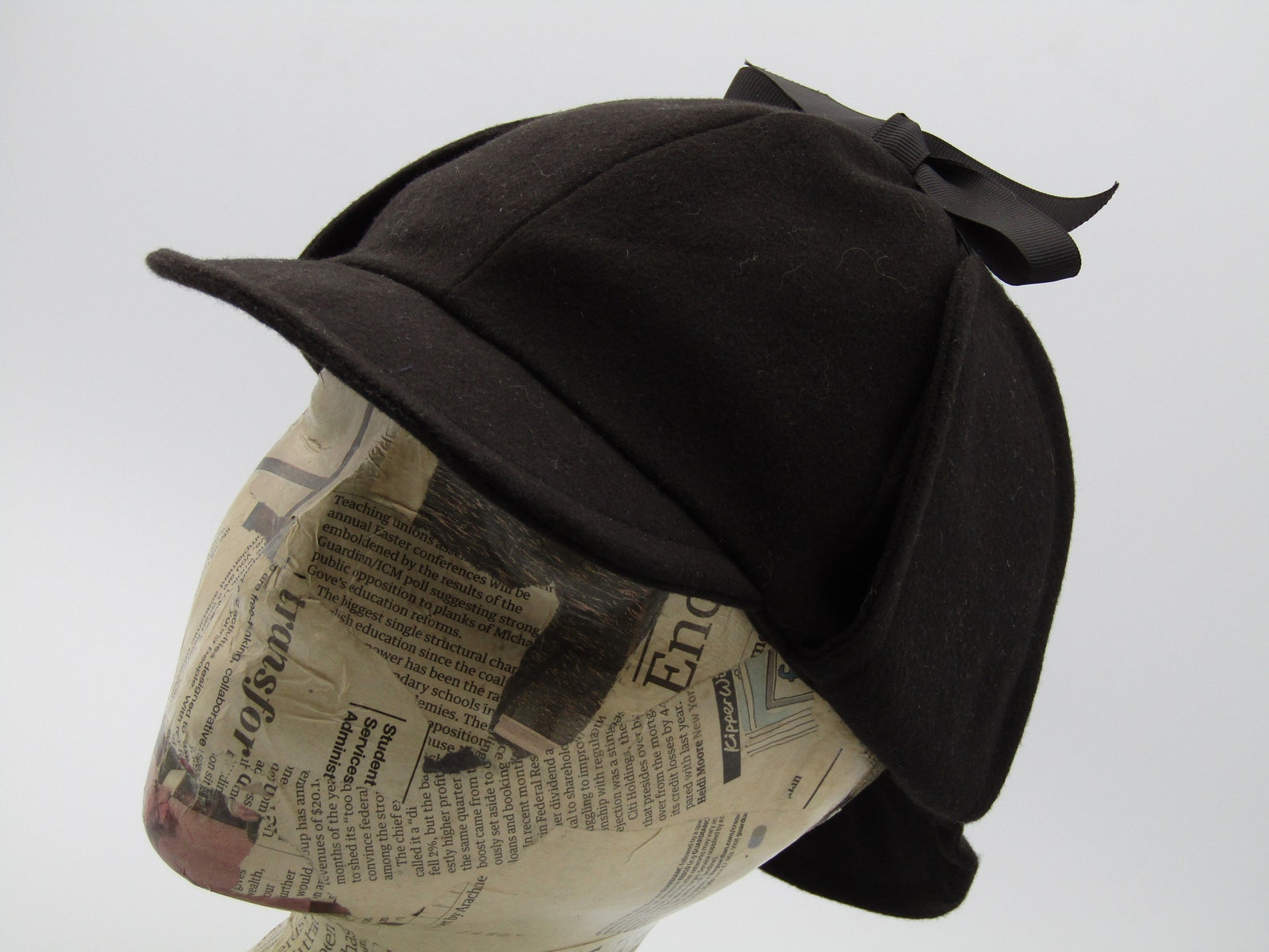 Deer Stalker Hat in Black Wool Blend. DS001 - Etsy UK