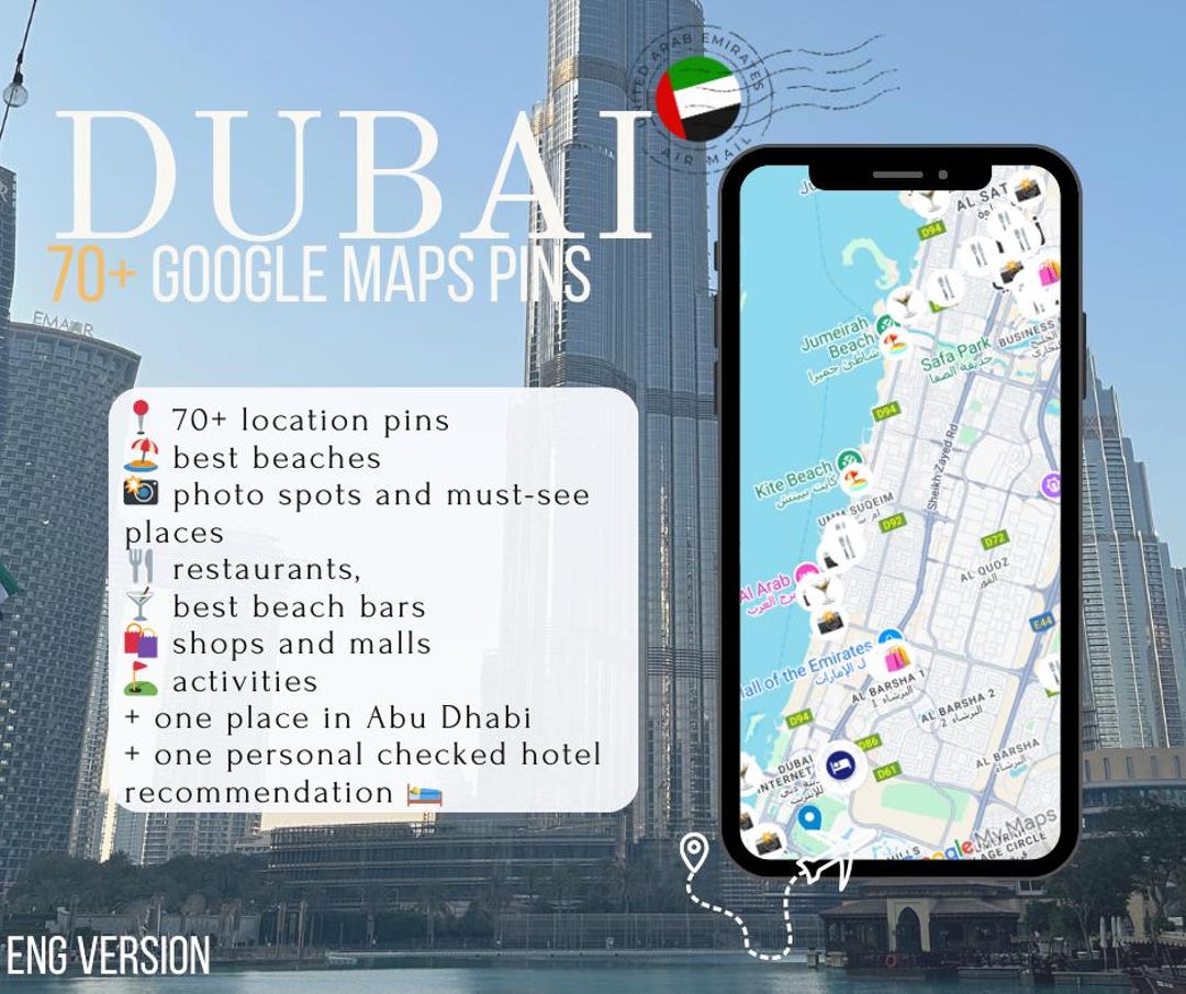 Digital Map of Dubai | (ENG) | Google Maps Pins | 70+ Pins | the Best ...