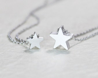 Simple Two star double layers chain Necklace S2227-2 | Etsy