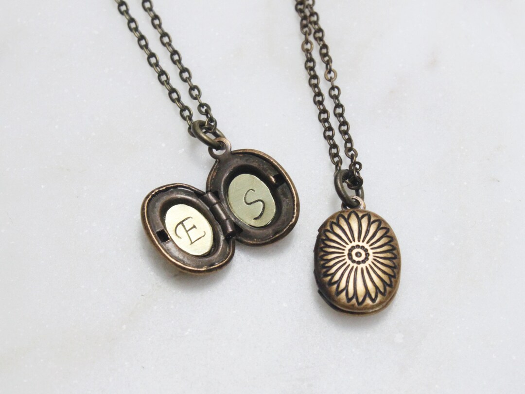 Personalized Mini Initial Oval Locket, Simple Tiny Initial Oval Locket ...