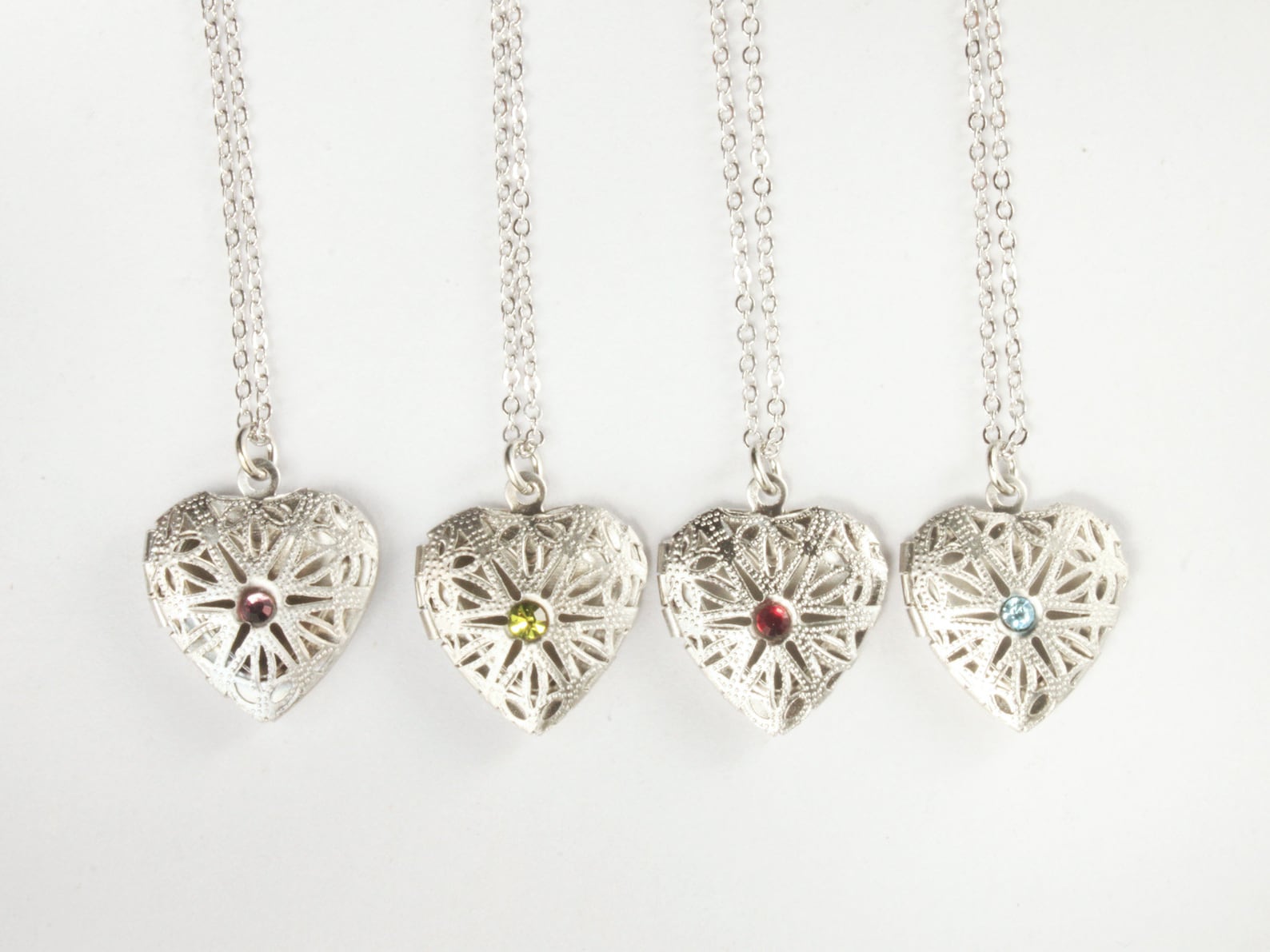 Birthstone Filigree Silver Heart Locket / Personalized Heart - Etsy
