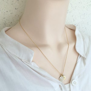 Personalized Simple Disc Round Drops Necklace, Gold Initial Disc Coin ...