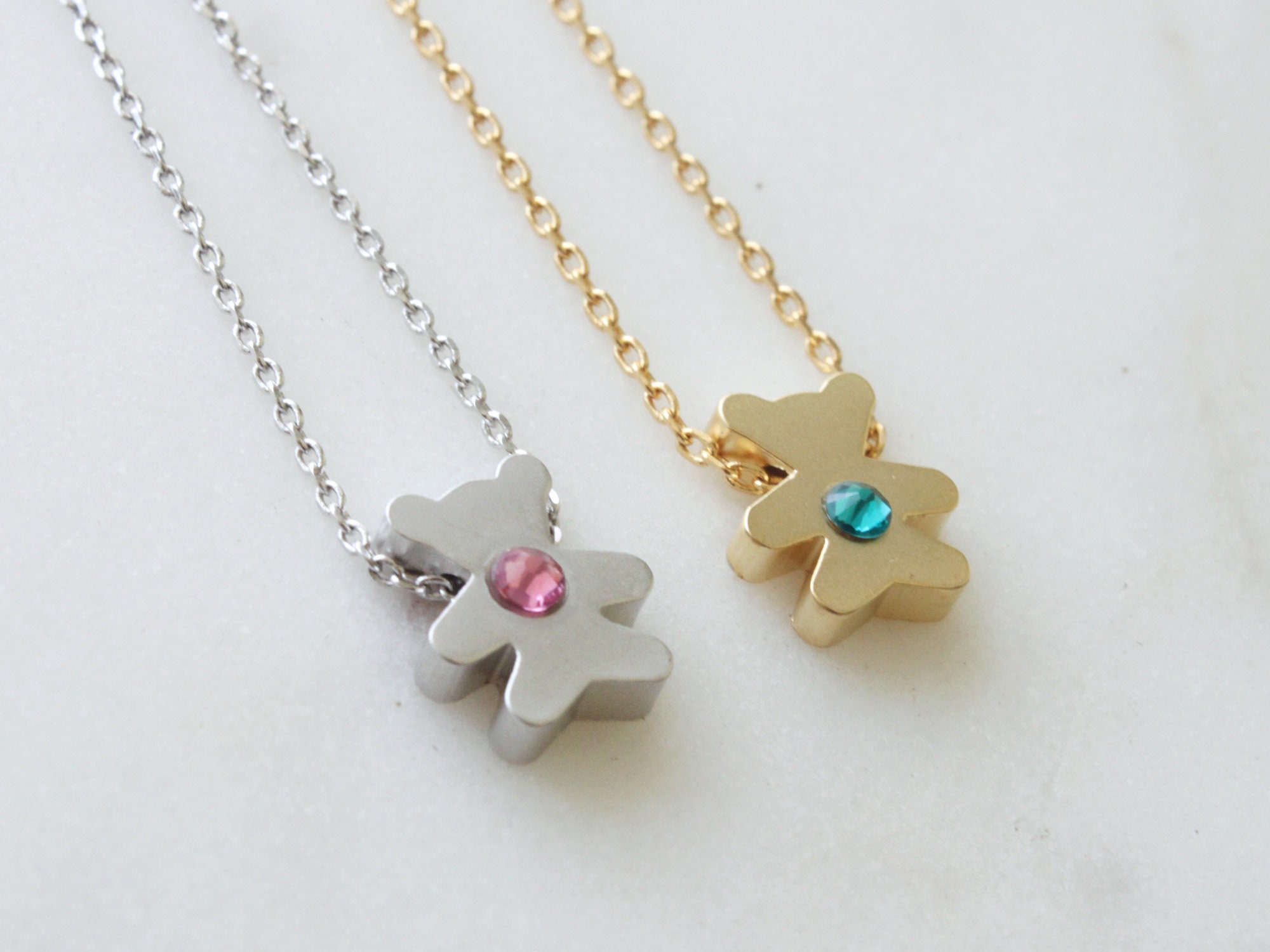 Birthstone Teddy Bear Necklace Personalized Teddy Necklace | Etsy