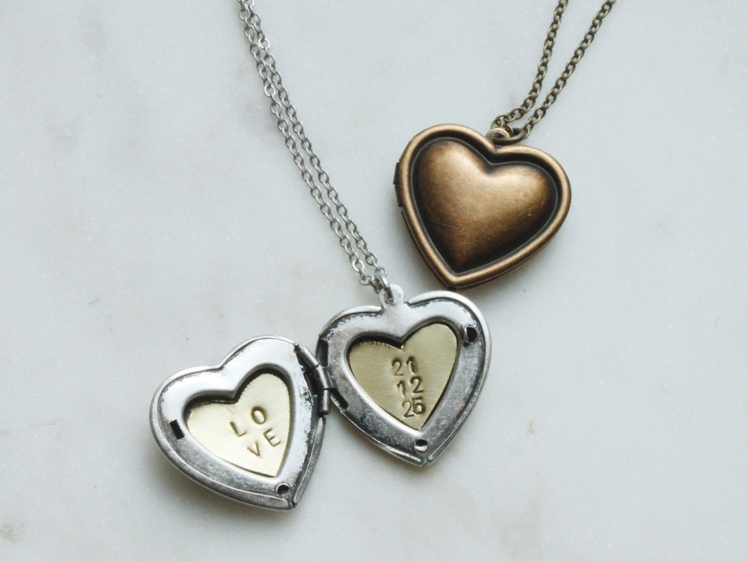 Personalized Vintage Style Heart Locket, Custom Heart Locket Necklace ...