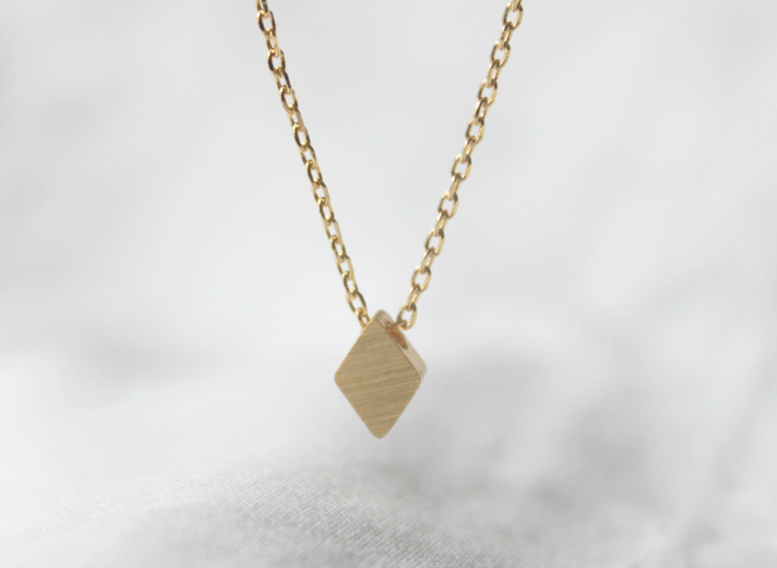 Tiny Minimalist Rhombus Necklace Custom Initial Lozenge - Etsy