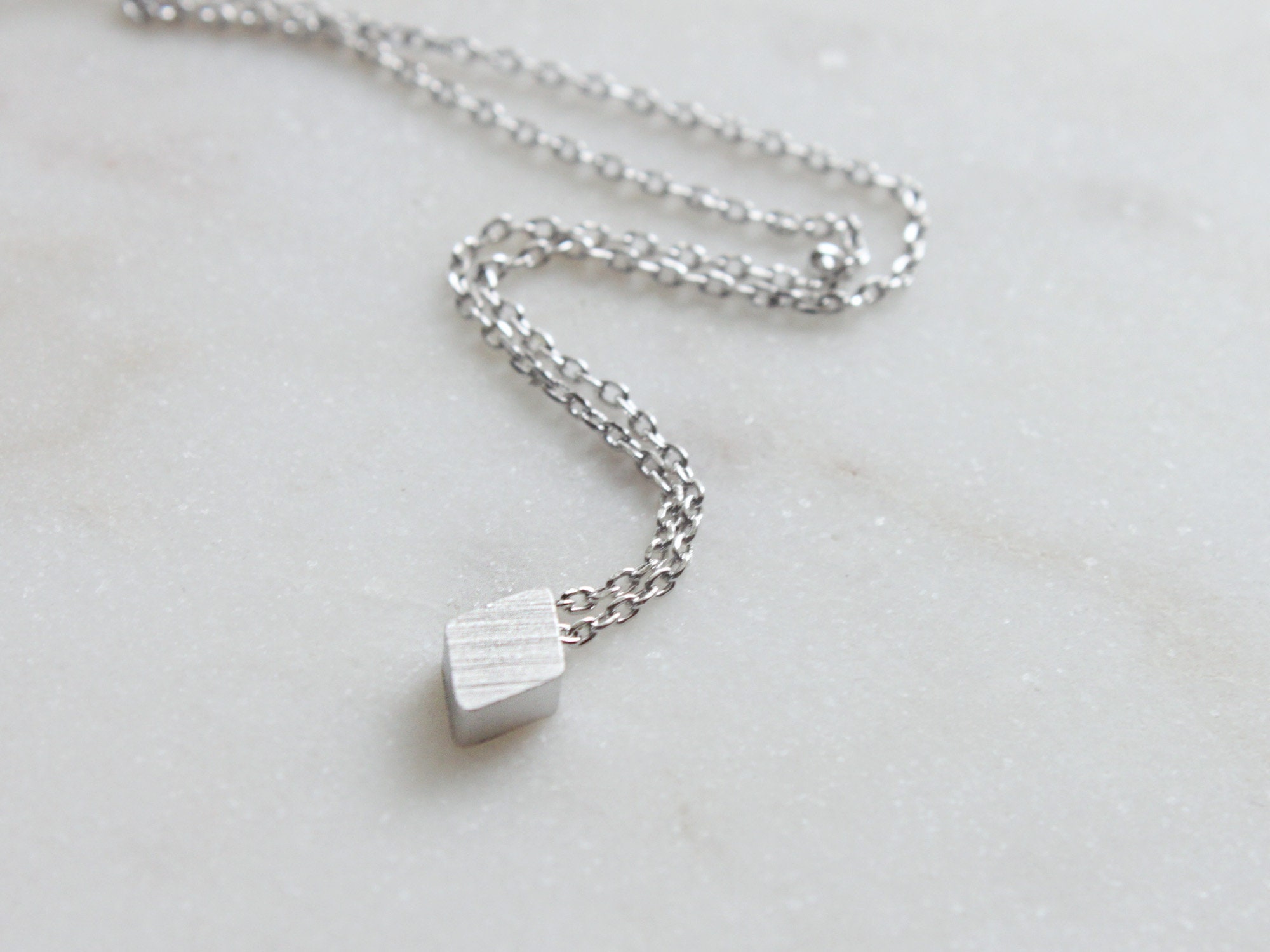 Tiny Minimalist Rhombus Necklace Custom initial lozenge | Etsy