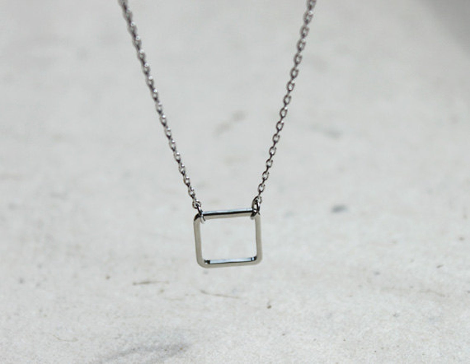 Simple Gold Open Square Ring Necklace - Modern Minimalist Jewelry ...