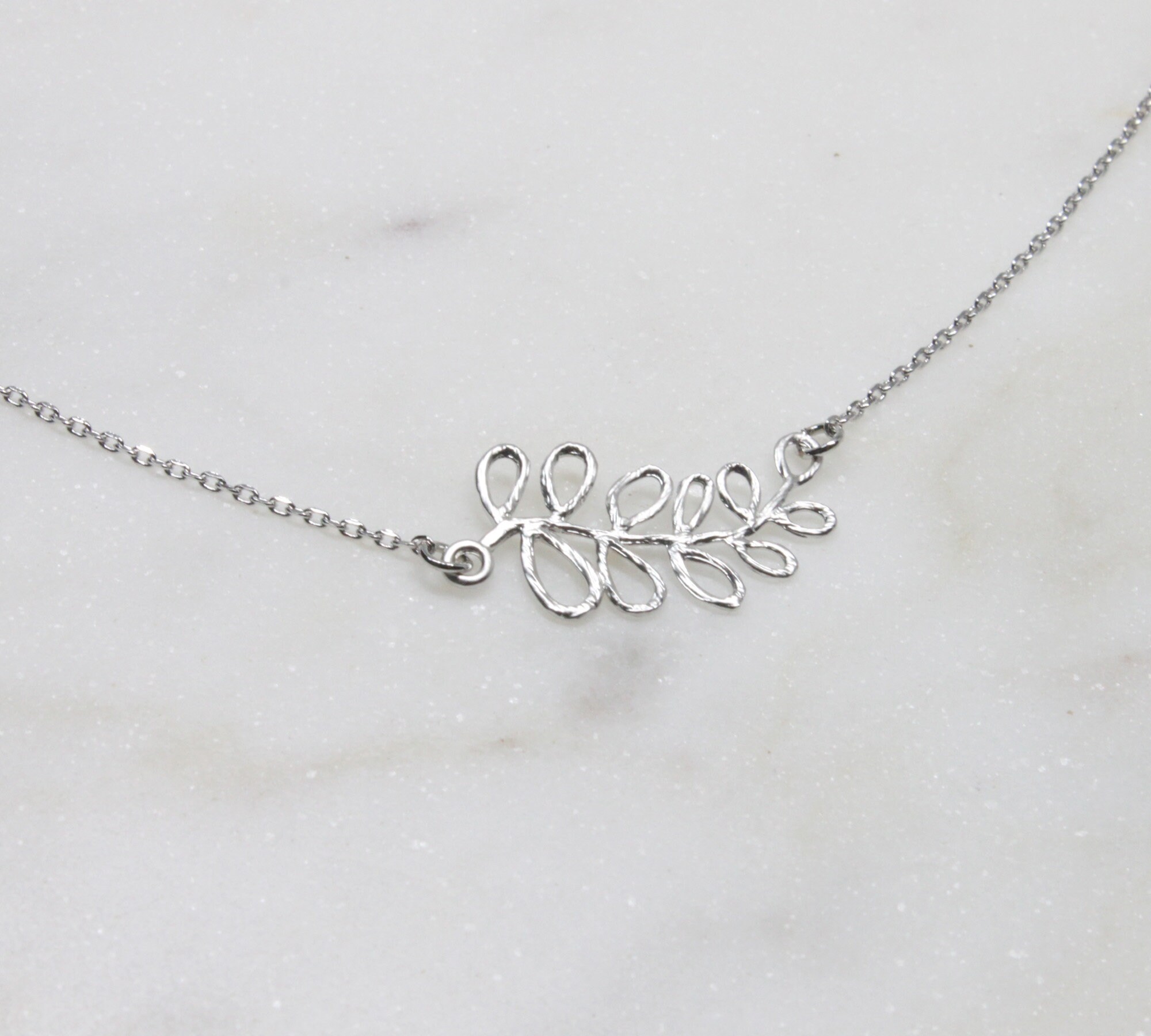 Simple Branch Necklace Horizontal Leaf Necklace Sideways | Etsy