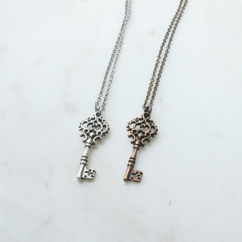Vintage Style Gorgeous Mini Key Necklace Silver Key Necklace - Etsy