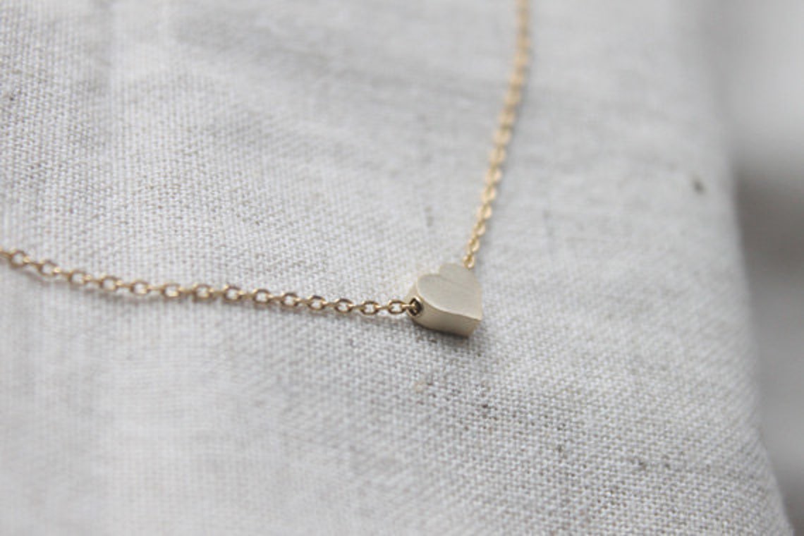 Cute tiny gold Heart charm Necklace Simple Heart pnedant | Etsy