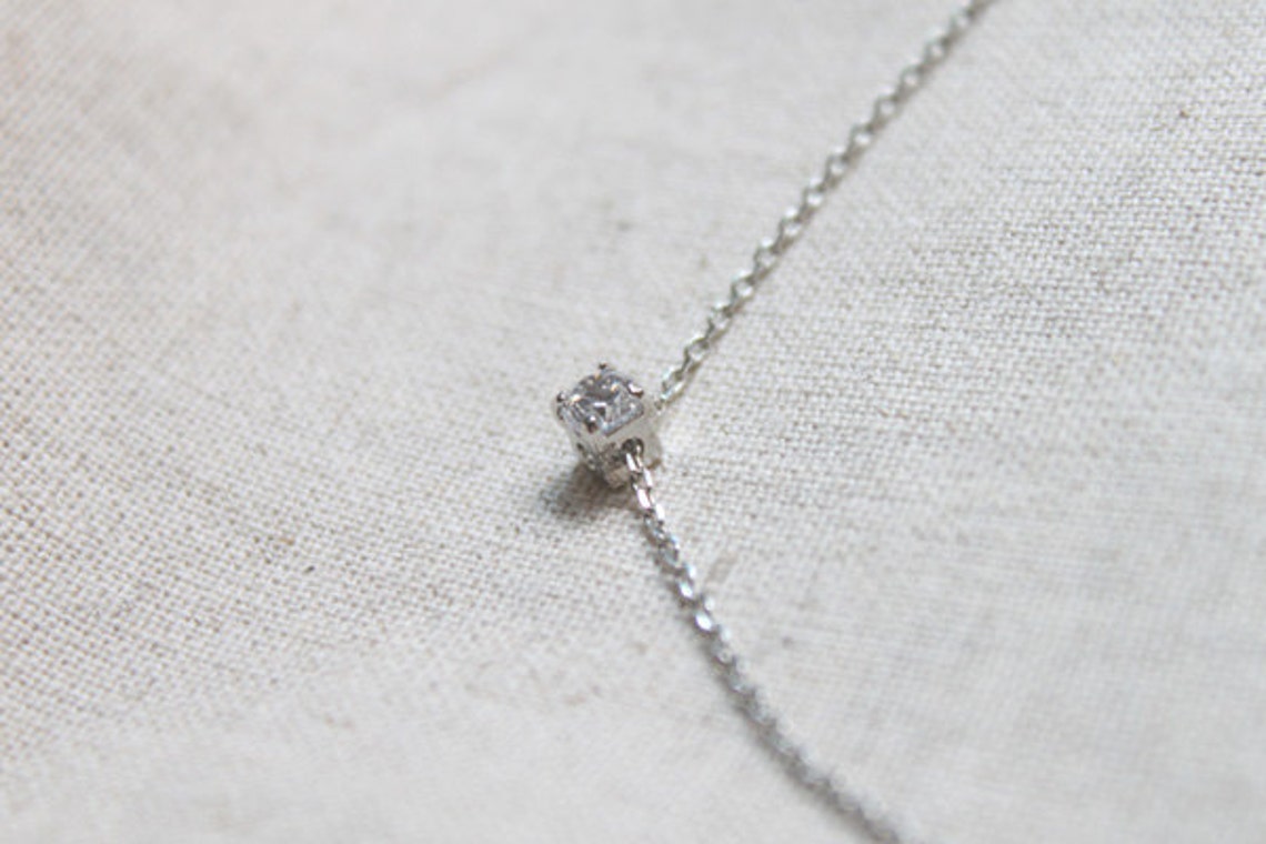 Tiny Crystal Charm Necklace Minimalist Jewelry Simple - Etsy