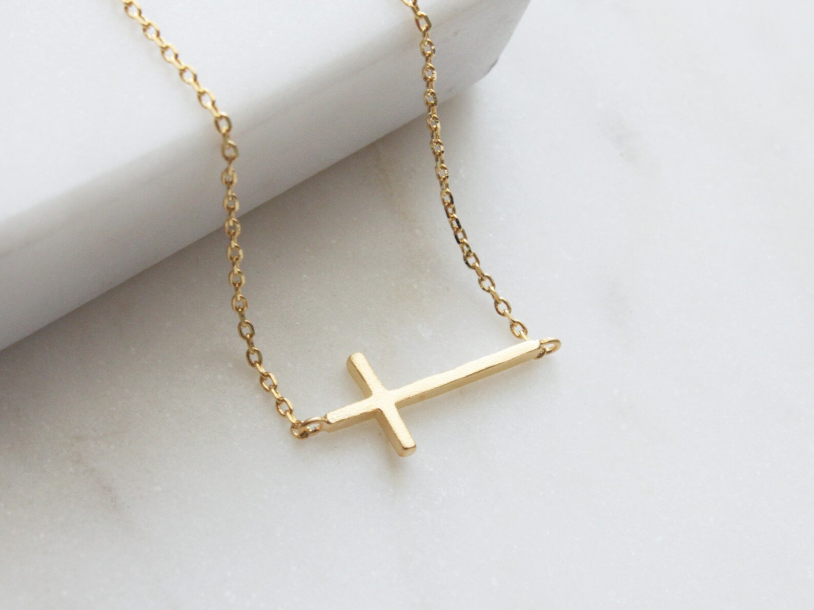 Sideways Cross Necklace Horizontal Cross Necklace Cross | Etsy