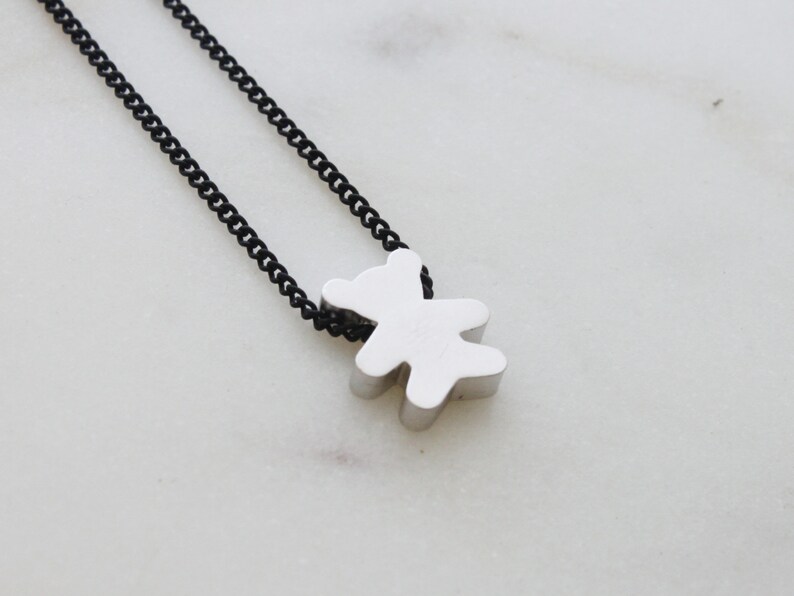 Cute Teddy Bear With Simple Black Chain Necklace Simple Teddy - Etsy