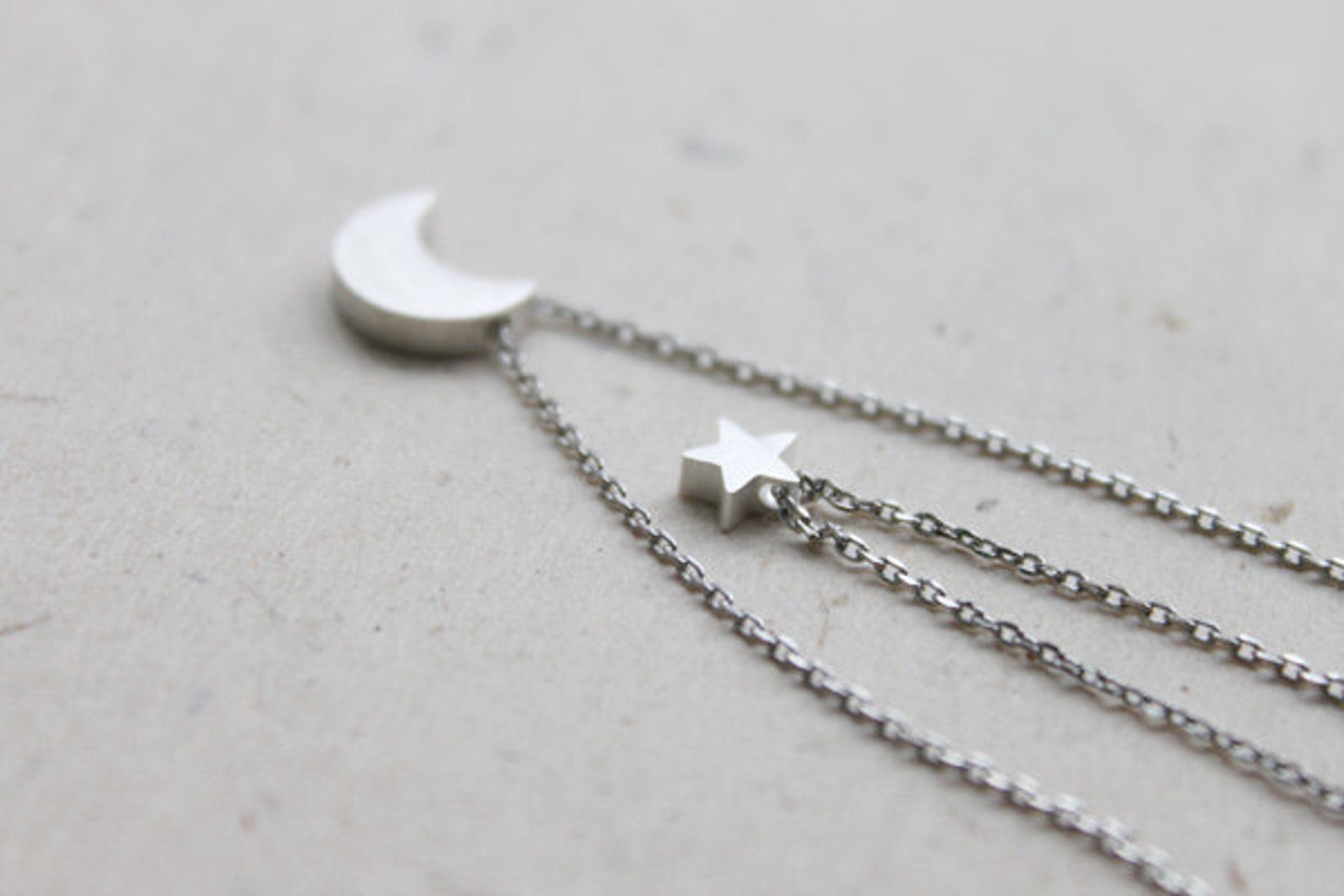 Simple Crescent With Star Pendant Double Layers Chain - Etsy