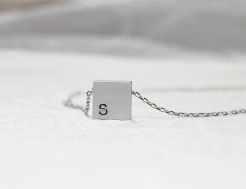 Simple Initial Square Necklace Custom Geometric Square | Etsy