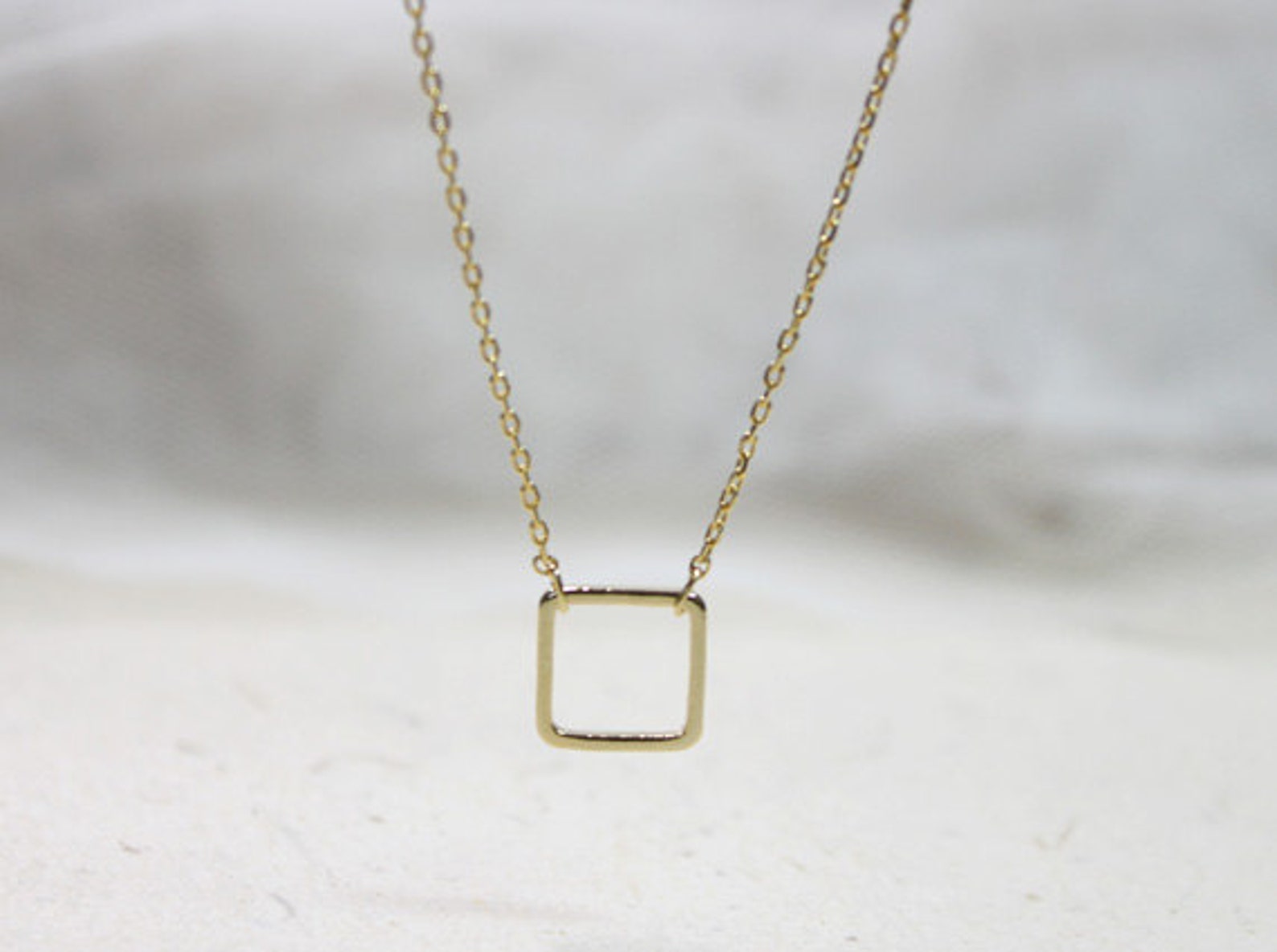 Simple Modern Jewelry - Gold Square Ring Necklace, Open Square Necklace ...