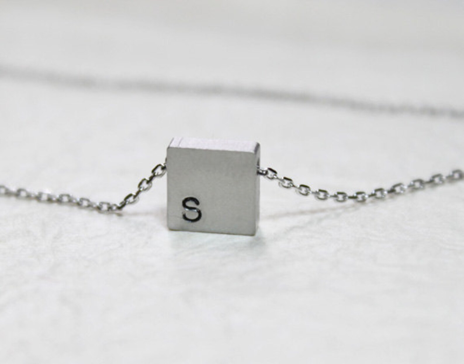 Personalized Initial Square Necklace Custom Geometric Initial | Etsy