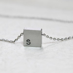 Personalized Initial Square Necklace, Custom Geometric Initial Square ...