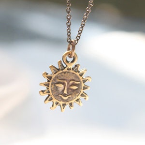 Vintage Style Tiny Sun Face Necklace, Simple Sun Face Pendant, Gift for ...