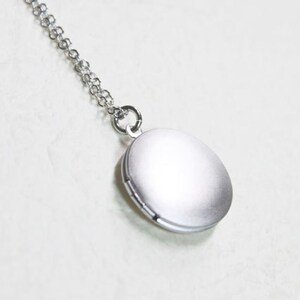 Personalized Round Silver Locket, Silver Round Locket Initial Disc ...