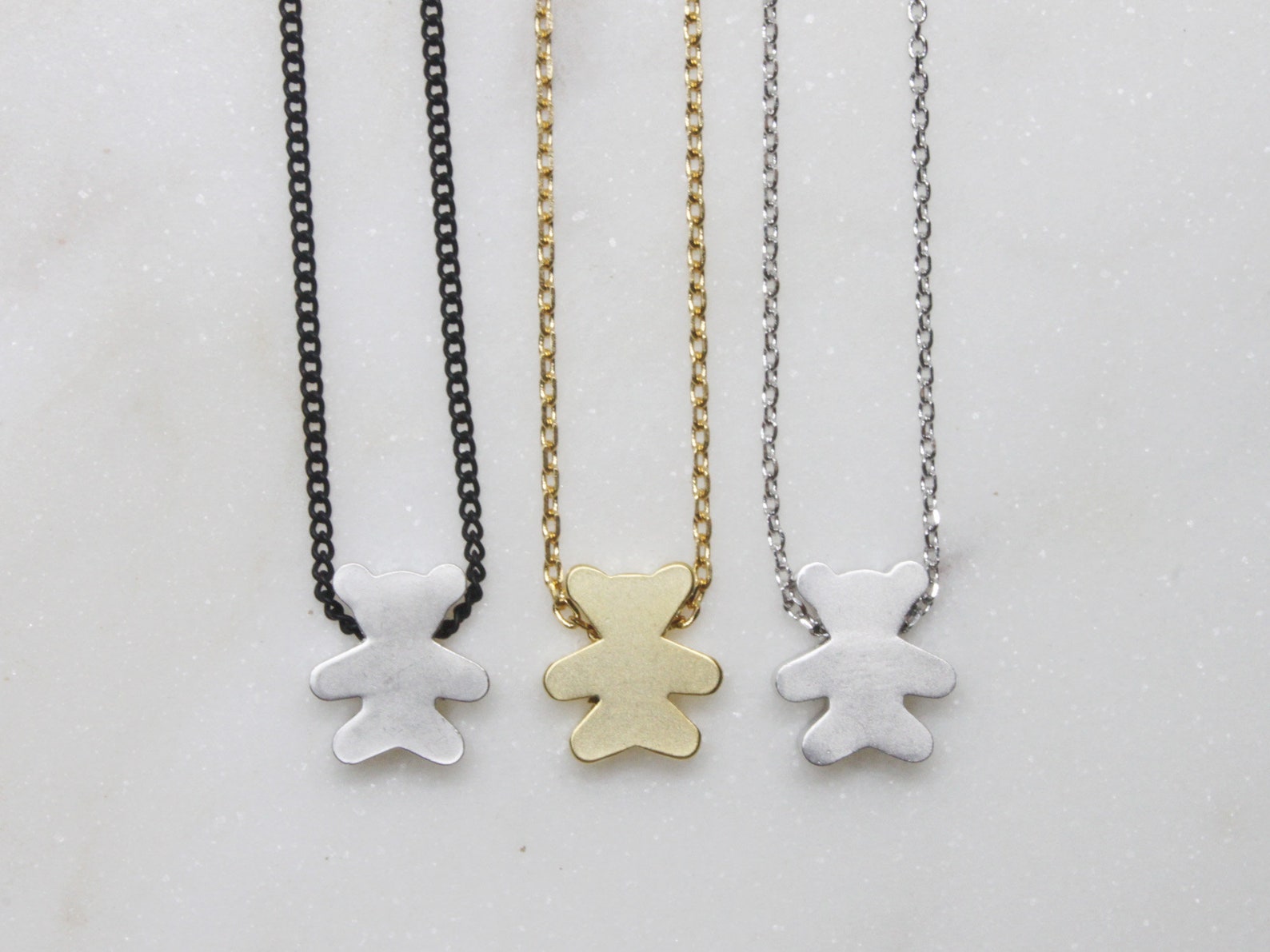 Cute Teddy Bear With Simple Black Chain Necklace Simple Teddy - Etsy