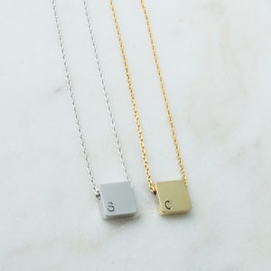 Simple Initial Square Necklace, Custom Geometric Square Pendant ...