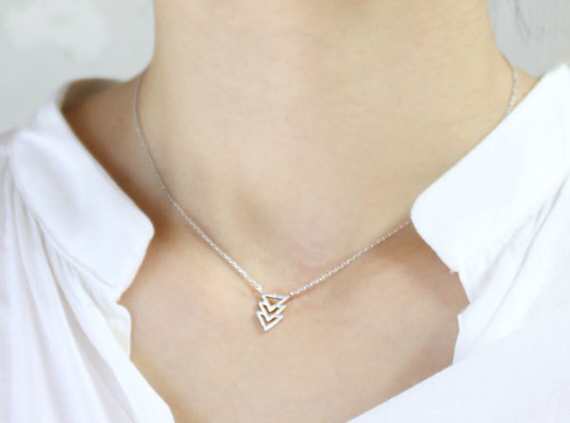 Three Triangle Arrow Necklace Triple Triangle Pendant - Etsy
