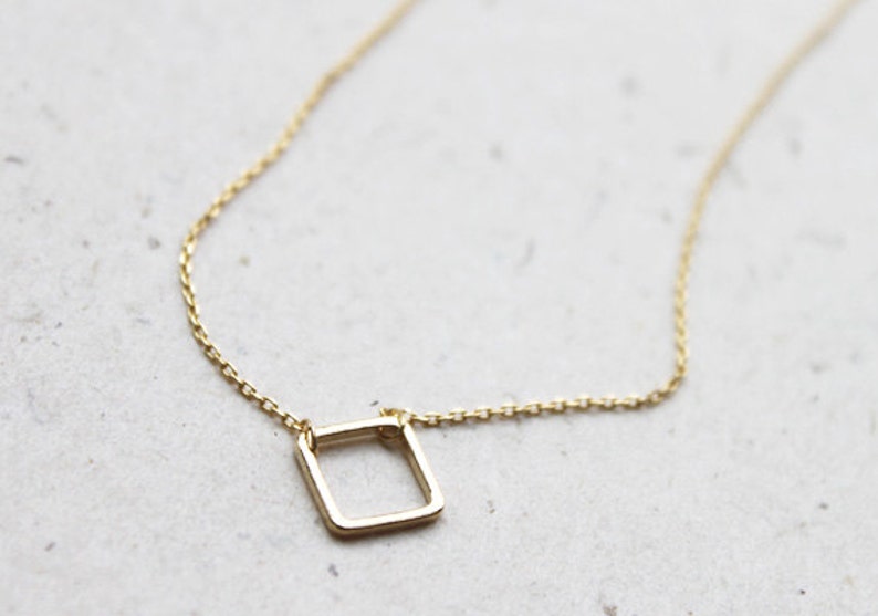 Simple Modern Jewelry - Gold Square Ring Necklace, Open Square Necklace ...