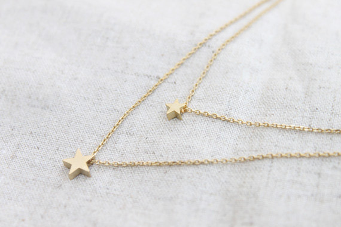 Simple Two Star Double Layers Chain Necklace Star Layered - Etsy