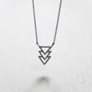 Three Triangle Arrow Necklace, Triple Triangle Pendant, Inverted ...