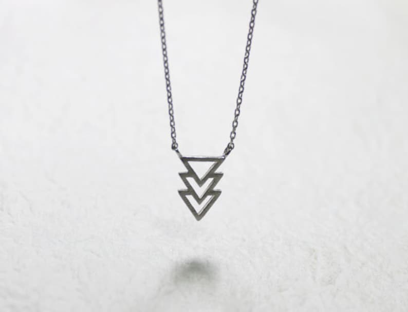 Three Triangle Arrow Necklace Triple Triangle Pendant - Etsy