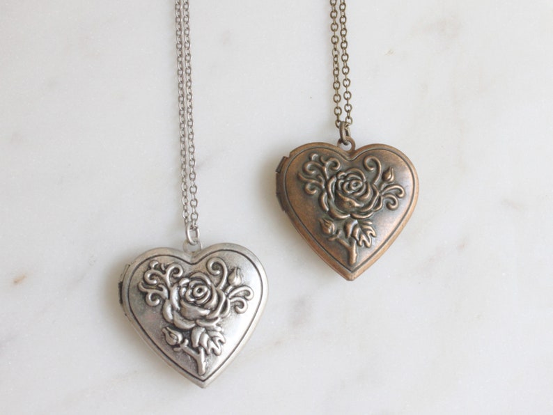 Vintage Style Rose Heart Initial Locket Personalized Flower - Etsy