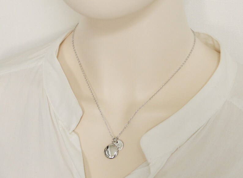 Personalized Silver Oval Locket Silver Initial Coin Necklace | Etsy