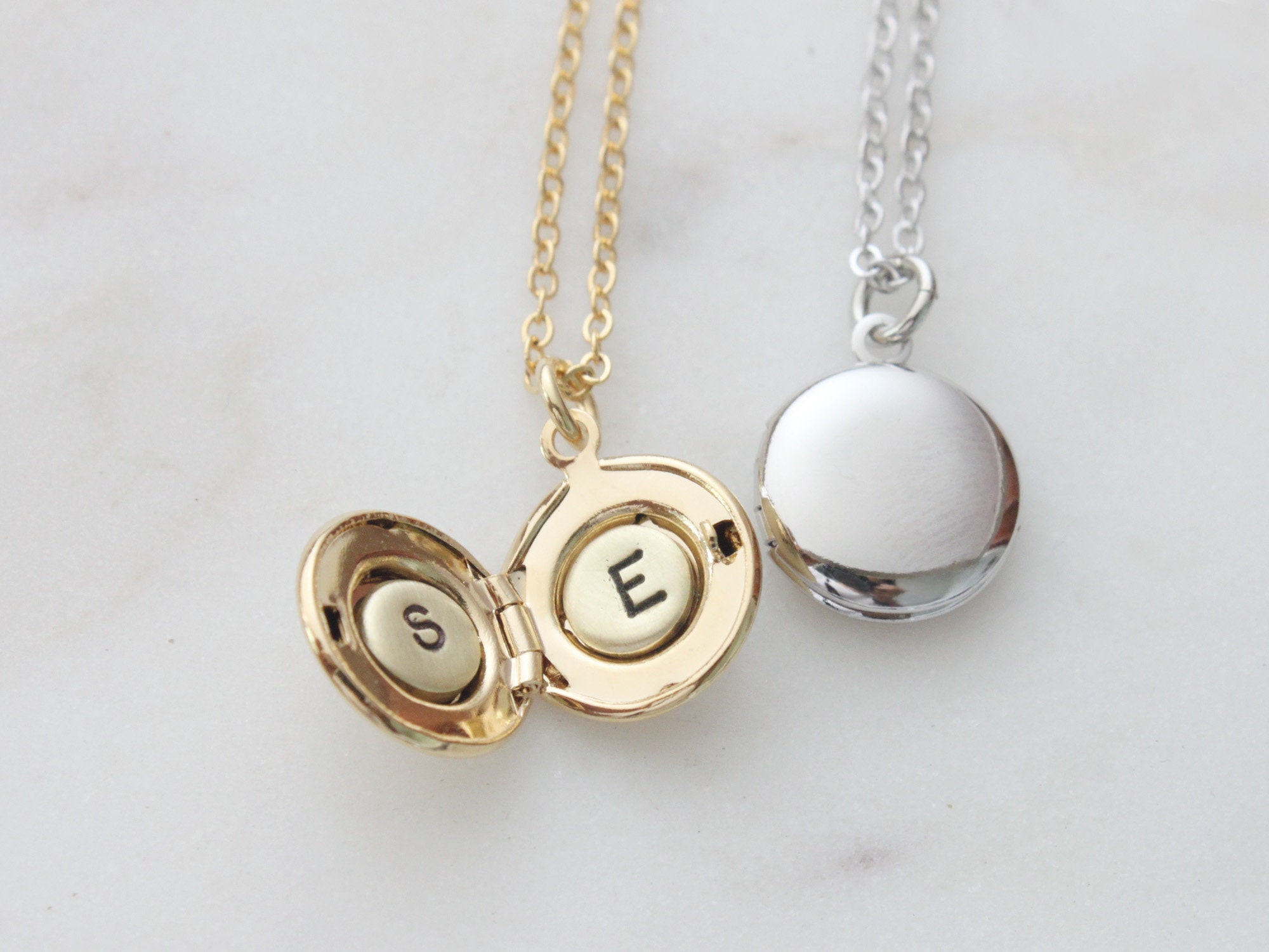 Personalized Simple Round Initial Locket Custom Mini Tiny | Etsy