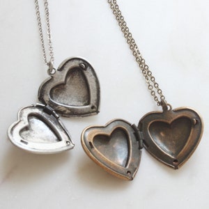 Vintage Style Simple Heart Locket / Silver Heart Locket Initial Disc ...