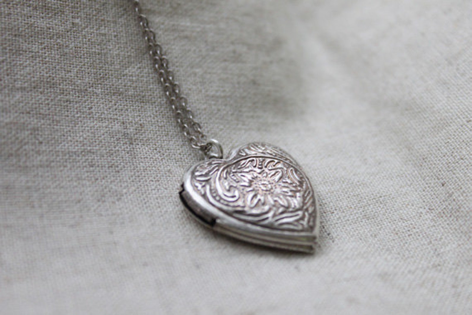 Vintage Style Heart Locket / Silver Heart Locket Initial Disc | Etsy