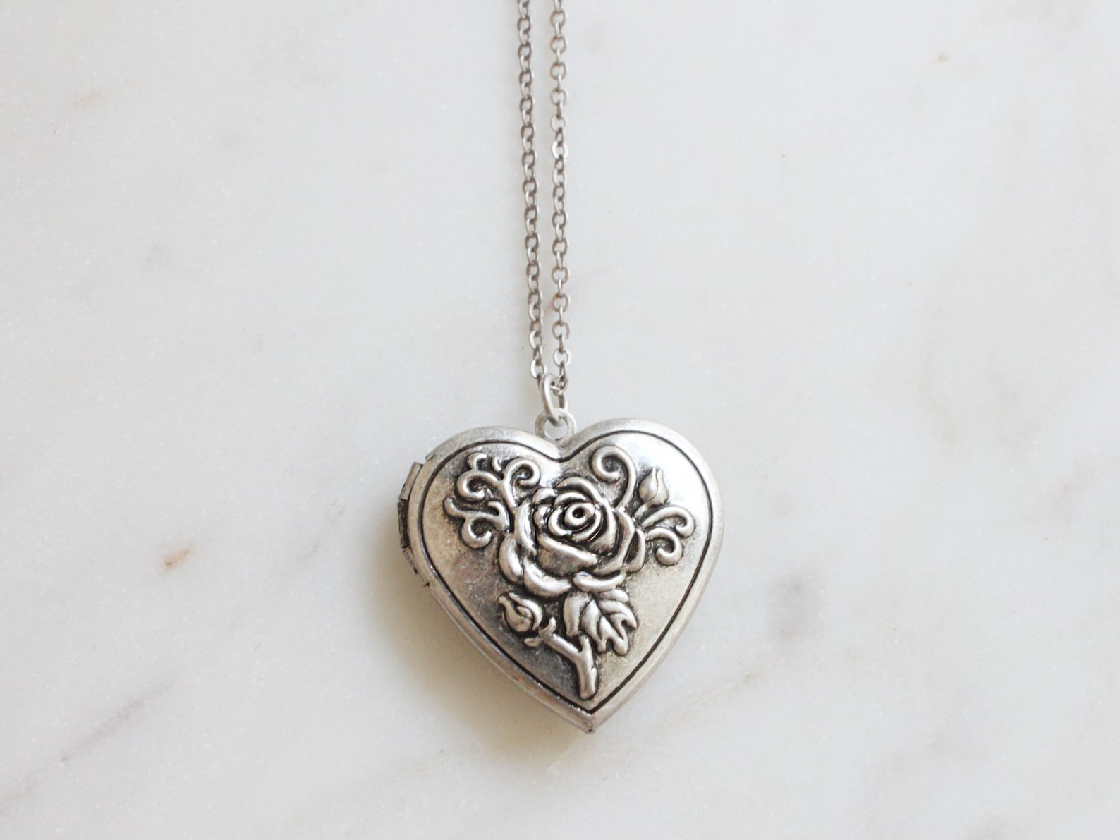 Vintage Style Rose Heart Initial Locket Personalized Flower - Etsy