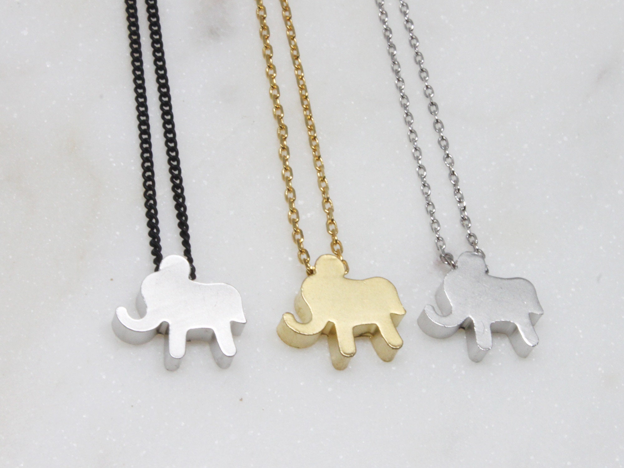 Cute elephant with Simple Black chain Necklace Simple | Etsy